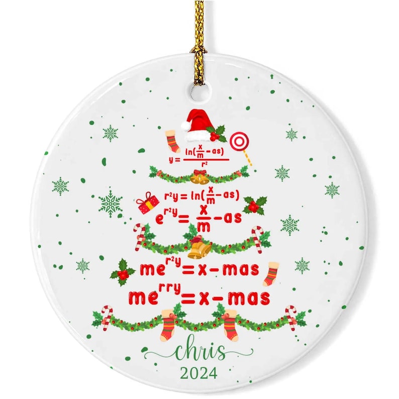 Personalized Math Teacher Ornament Png, Math Equation Christmas Tree ...