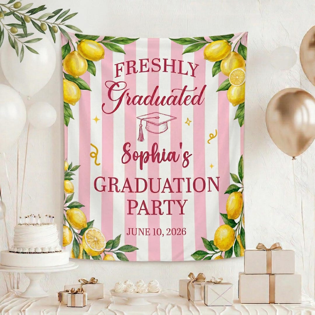 Custom Lemon Freshly Graduated Banner: Personalized Graduation Hanging ...