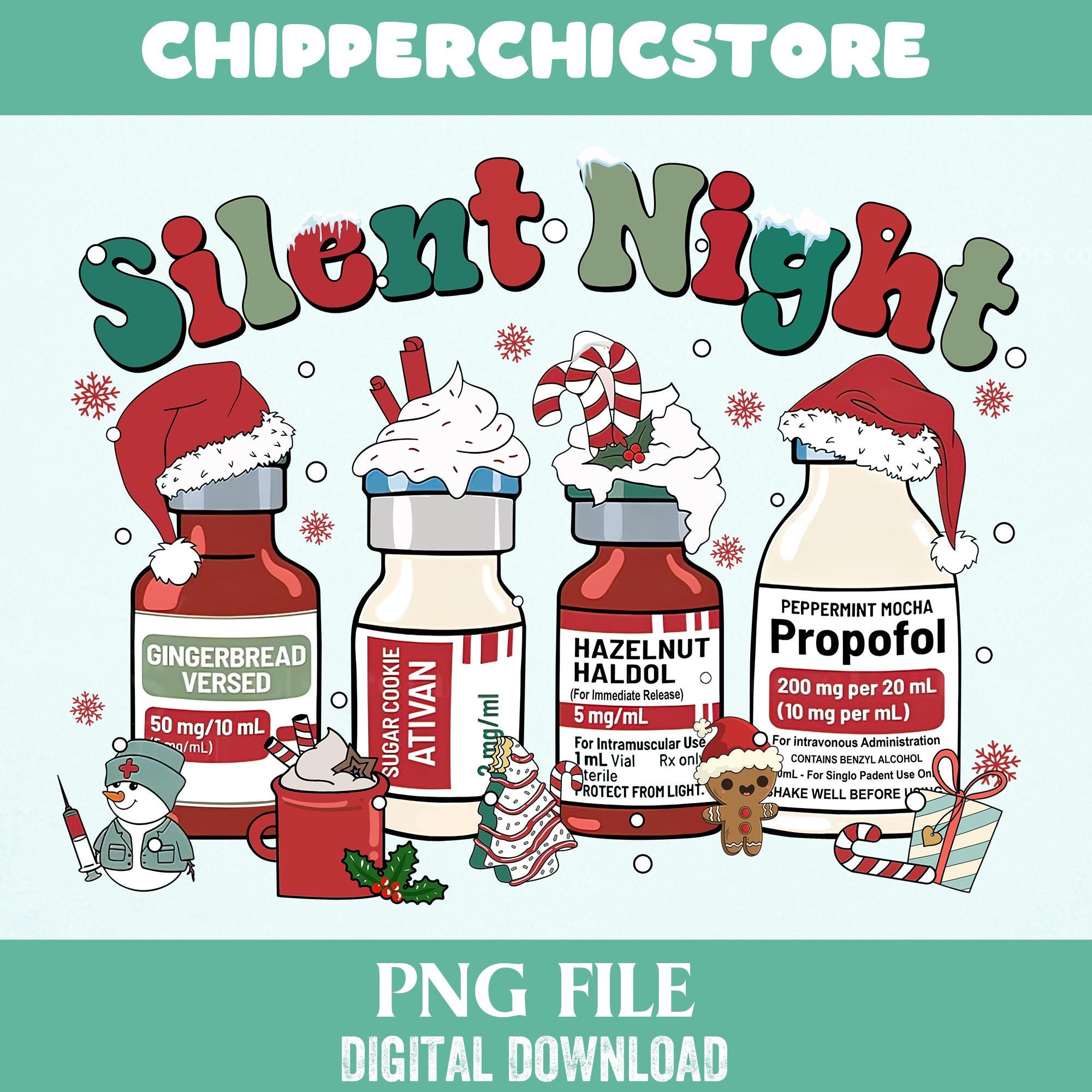 Silent Night Nurse Christmas Png, ICU Nurse Christmas Png, Nurse ...