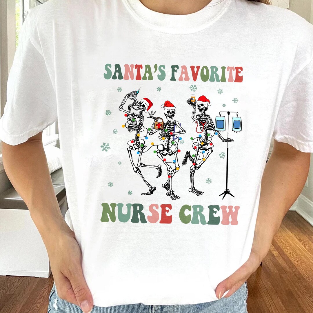 Santa's Favorite Nurse Crew PNG, Skeleton Nurse Christmas Png, Nurse ...