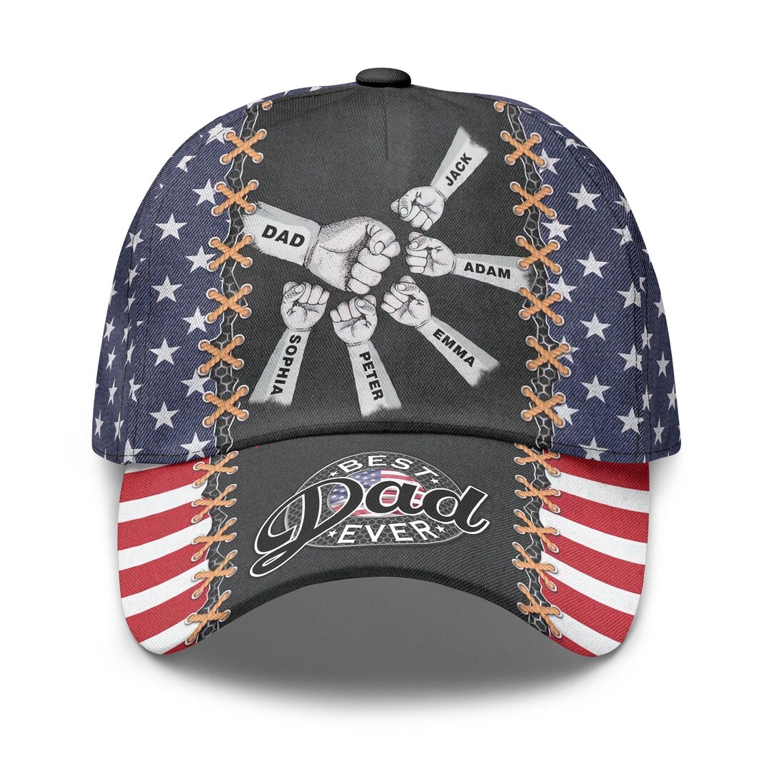 Personalized Fist Bump Daddy Grandpa Cap, 3D Baseball Cap, Father's Day ...