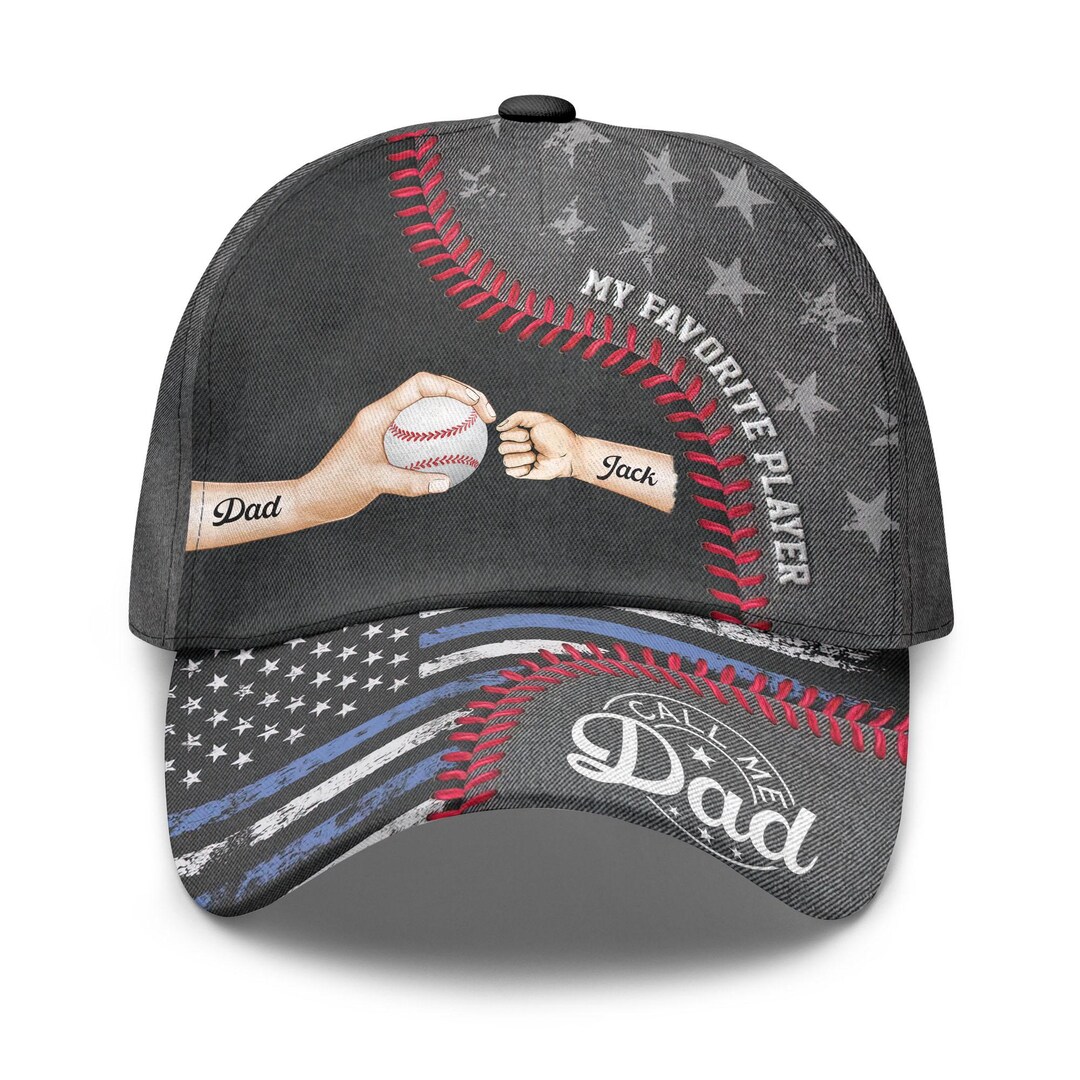 Fist Bump Daddy Grandpa, Personalized America Classic Cap, 3D Baseball ...