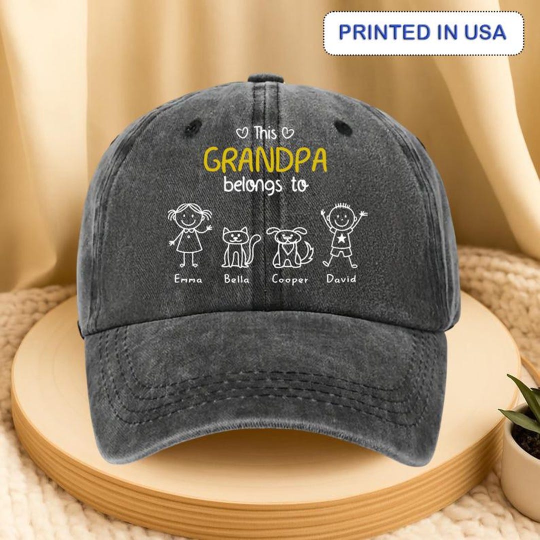 Personalized Grandpa Hat: Custom Denim Baseball Cap, Grandkids Names - Etsy
