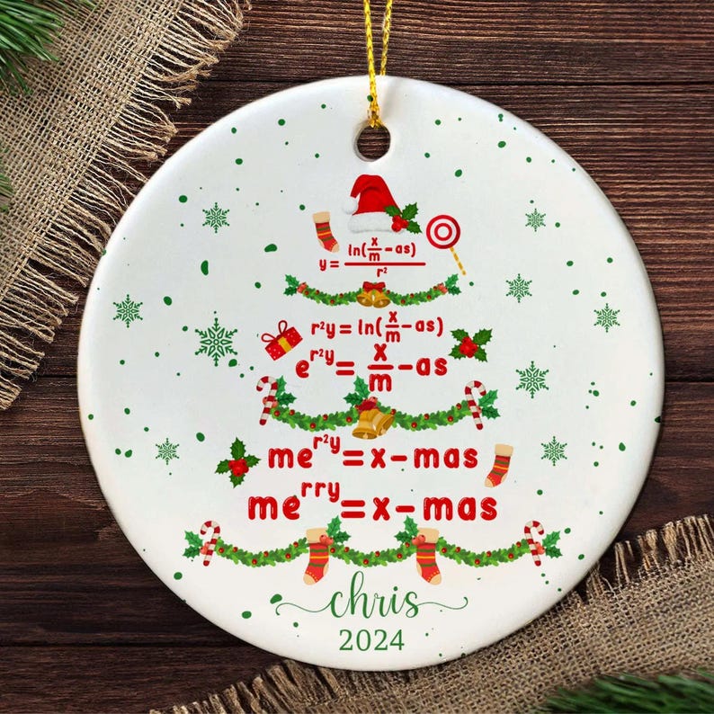 Personalized Math Teacher Ornament Png, Math Equation Christmas Tree ...