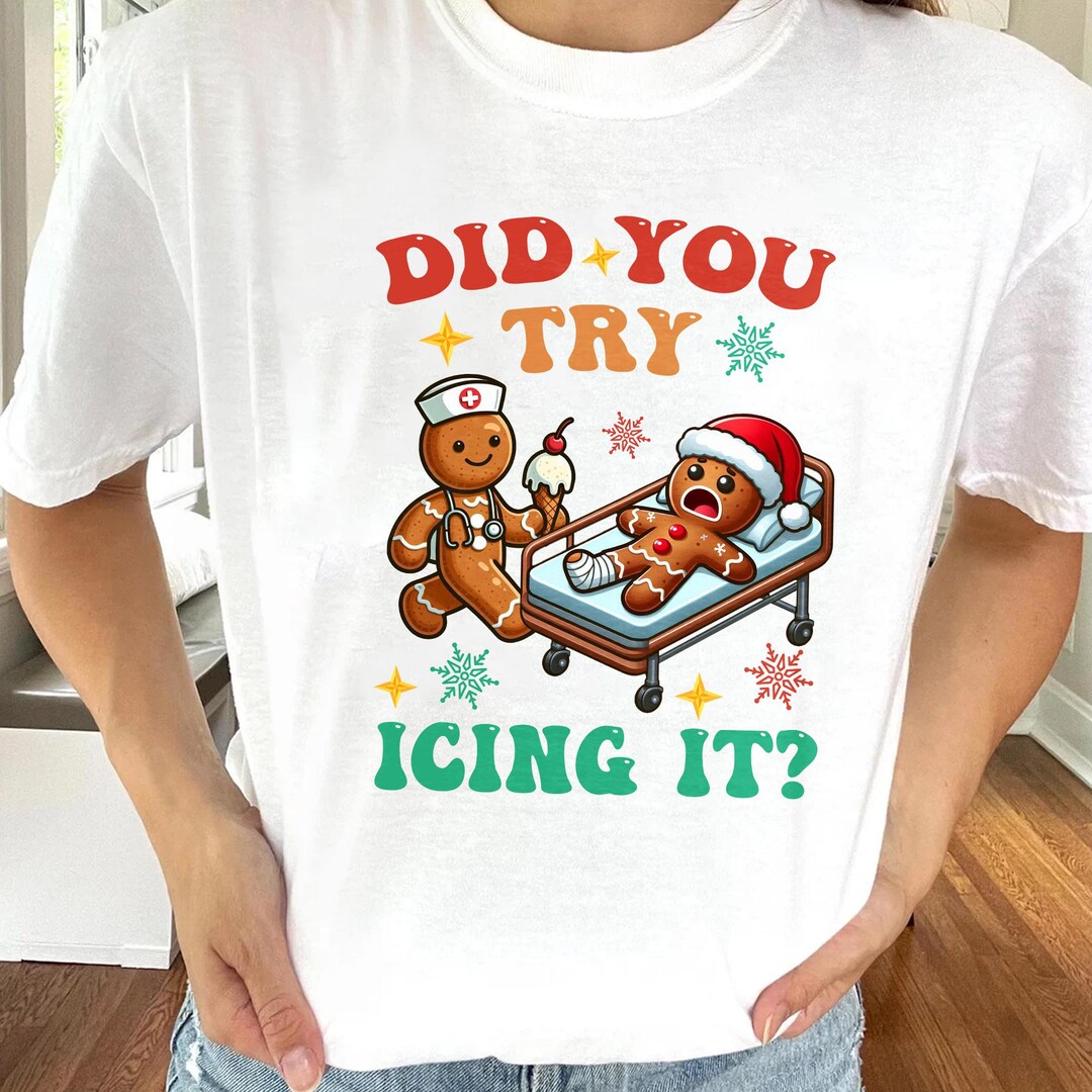 Did You Try Icing It Png, Retro ICU Nurse Christmas Gingerbread Png ...