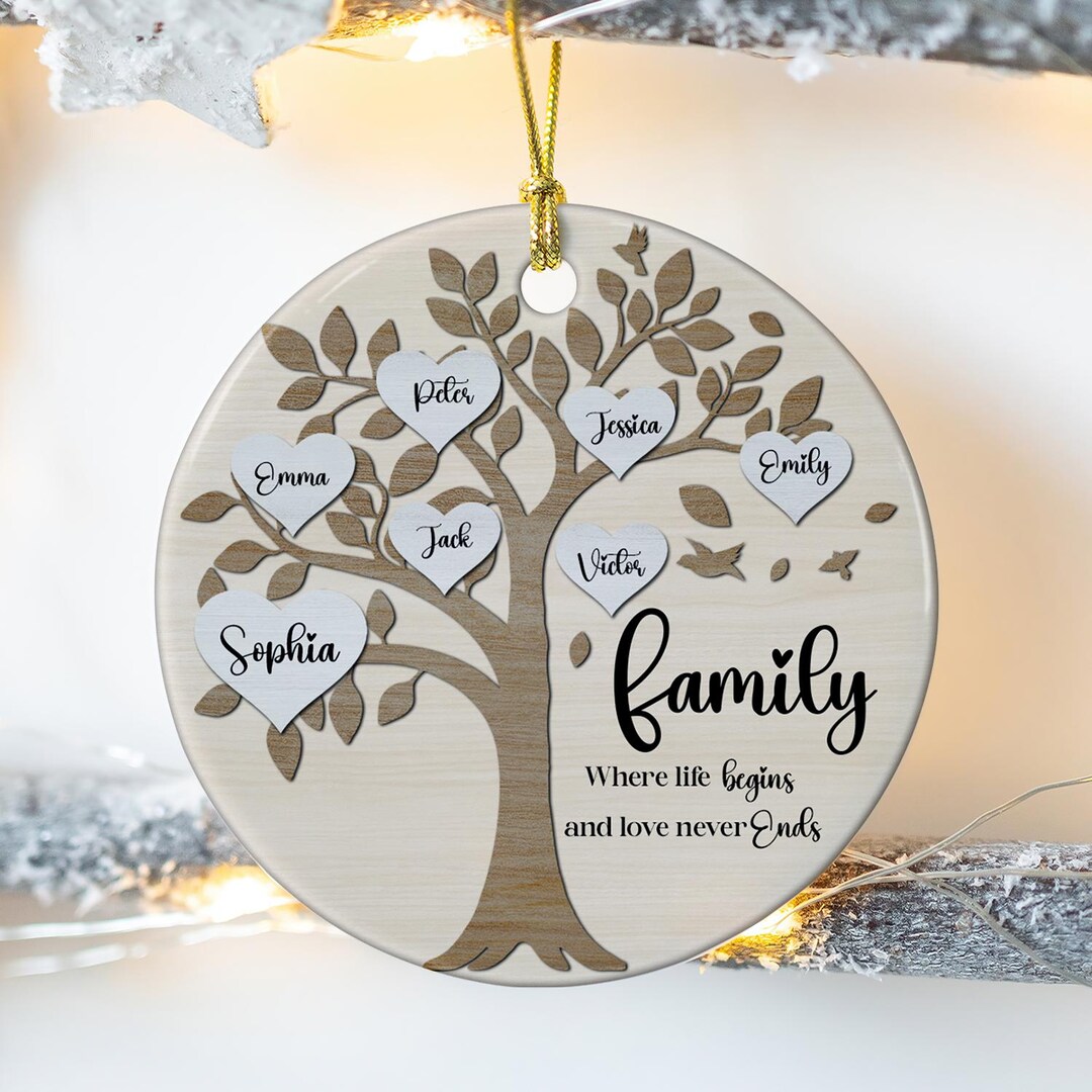Personalized Family Tree Ornament Png, Family Tree Christmas Ornament ...