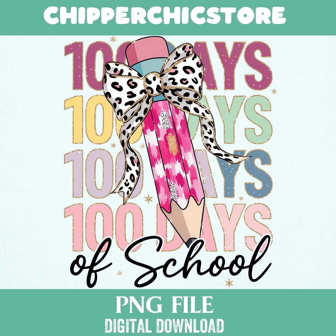 Coquette 100 Days of School Pencil PNG, 100 Day of School Png, Coquette ...