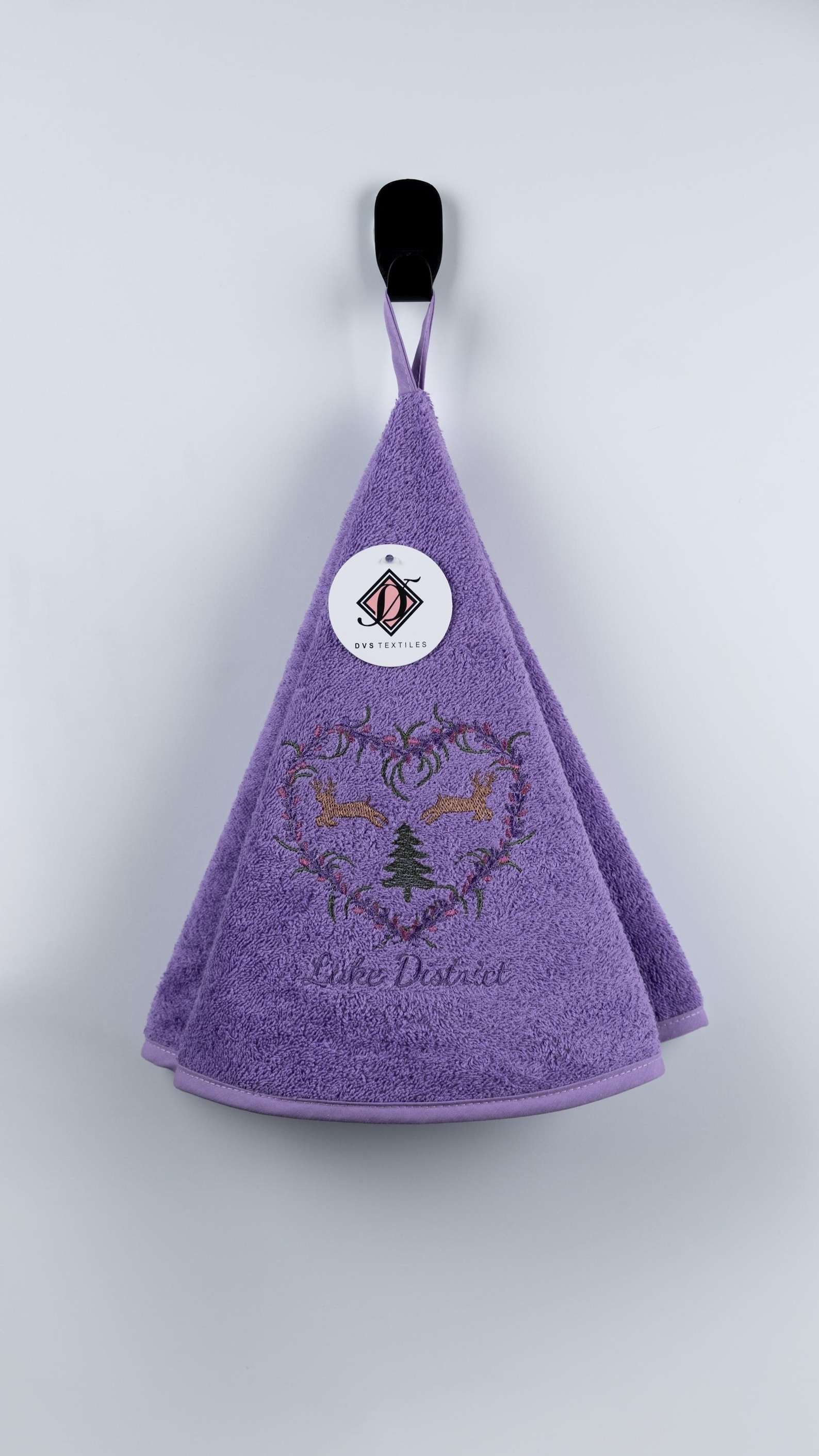 DVS Home Round Hand Towels, Flowers Embroidery Grey70cm,100% Cotton ...