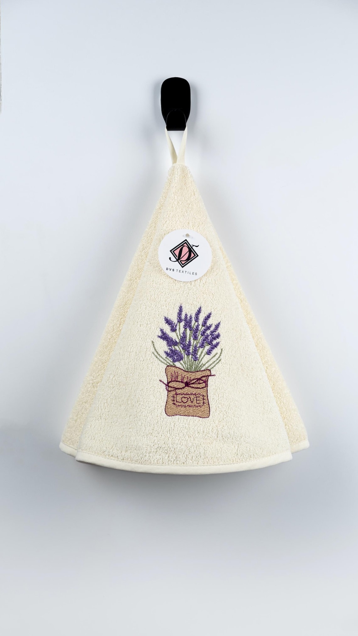 DVS Home Round Hand Towels, Flowers Embroidery Grey70cm,100% Cotton ...