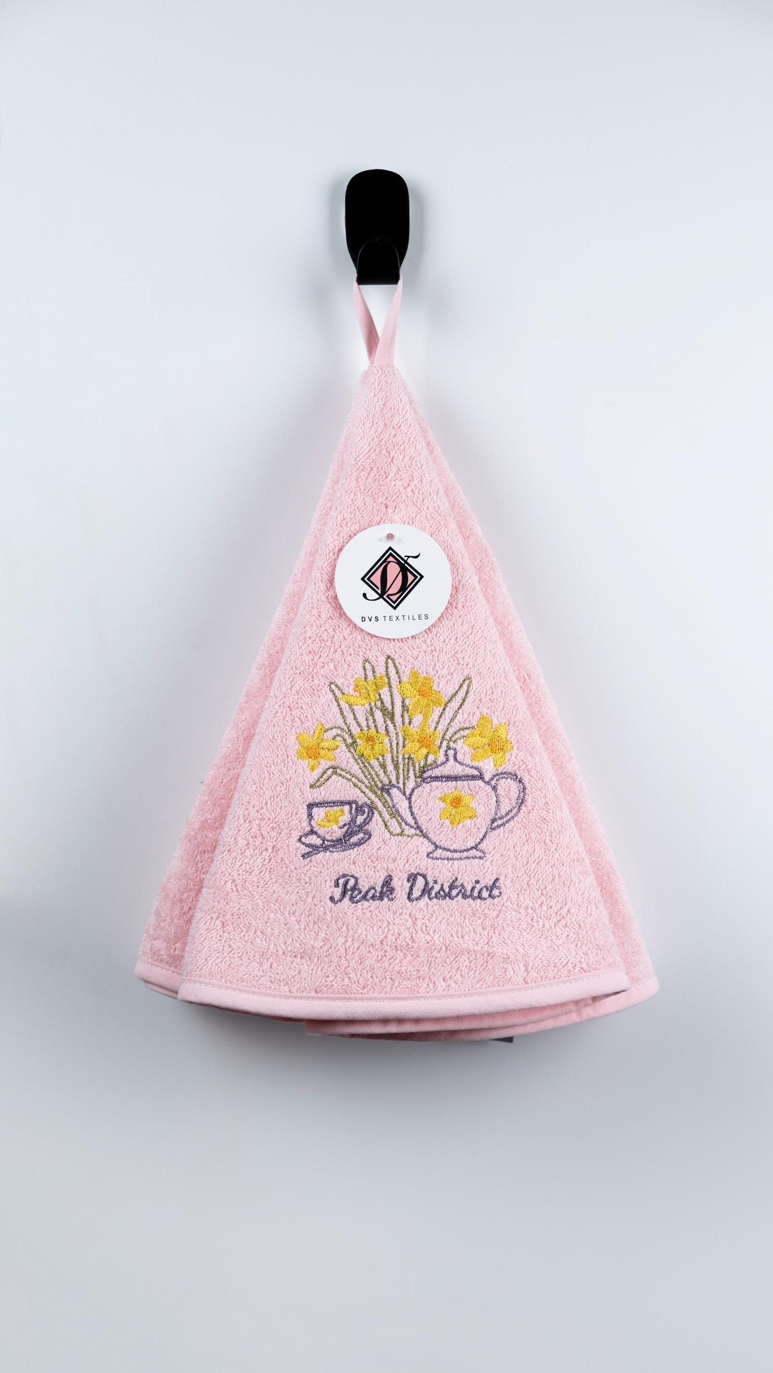 DVS Home Round Hand Towels, Flowers Embroidery Grey70cm,100% Cotton ...