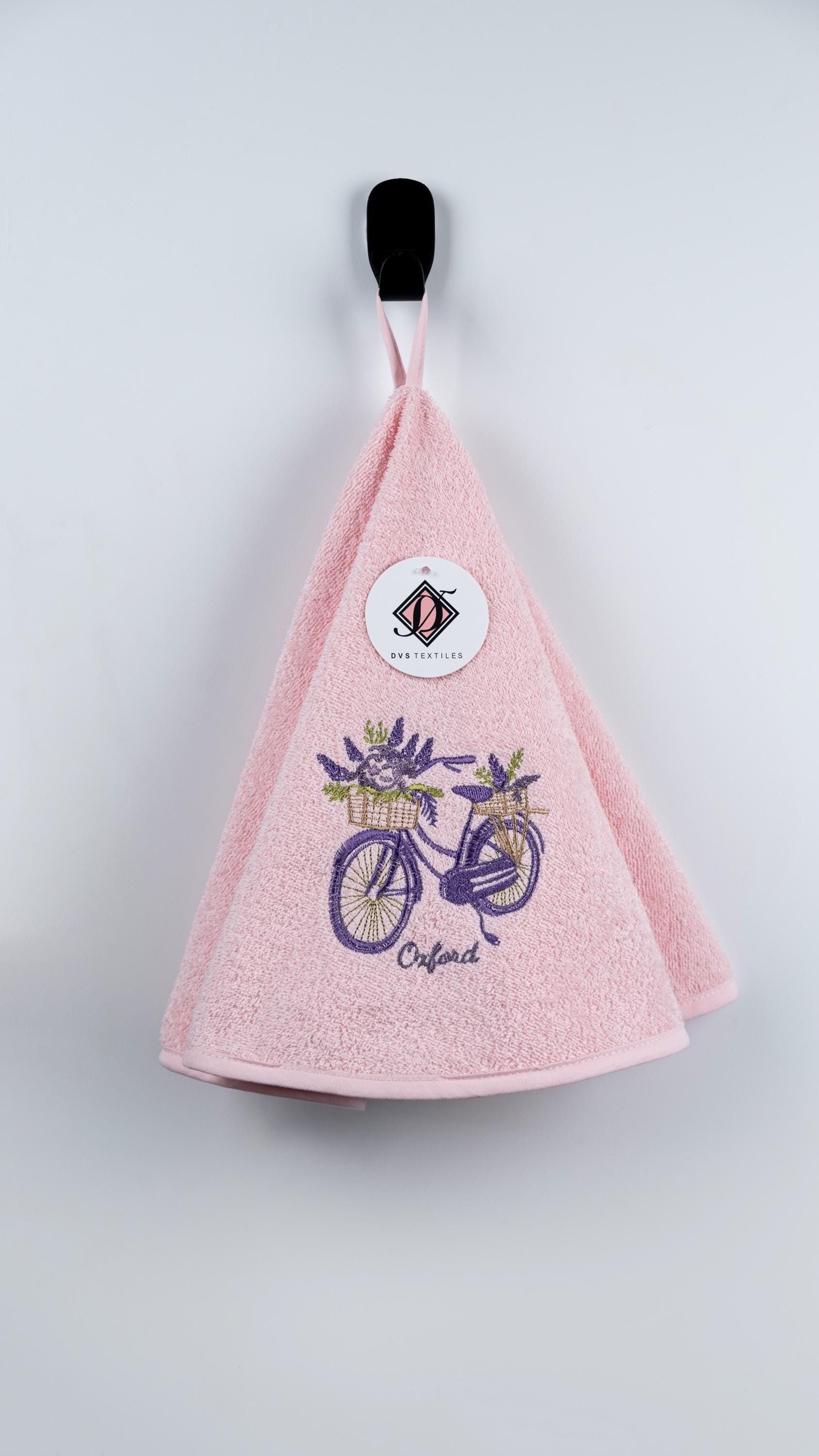 DVS Home Round Hand Towels, Flowers Embroidery Grey70cm,100% Cotton ...