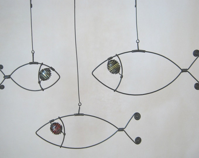 Three Slightly Rusty Wire Fish - Etsy