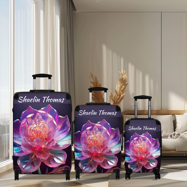 Personalized Birth Flower November Peony Suitcase Cover | Colorful ...