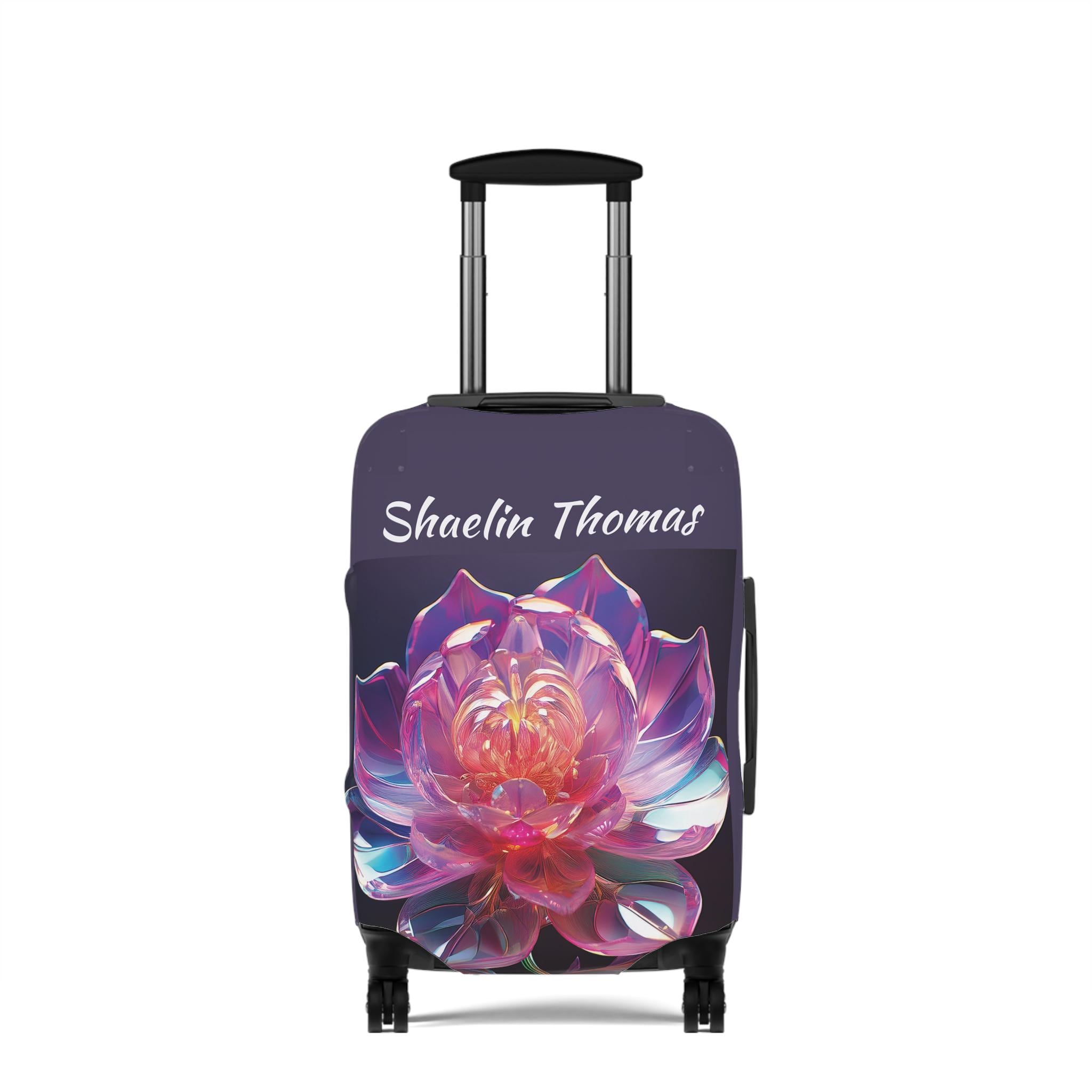 Personalized Birth Flower November Peony Suitcase Cover Colorful Floral ...