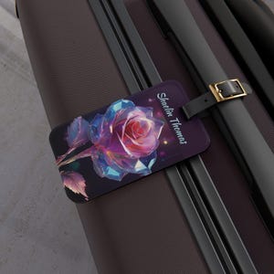 Personalized Birth Flower June Rose Luggage Tag | Suitcase ...