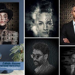 Editable Text Photo Effect Template Customizable Photoshop Overlay for ...