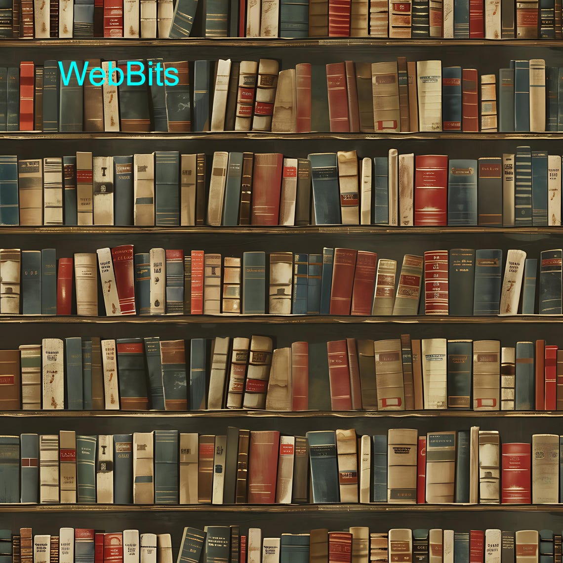 Vintage Library Bookshelf Paper Patterns, Antique Scrapbook Paper ...