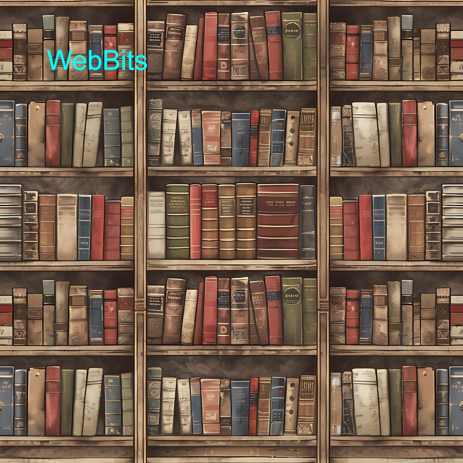 Vintage Library Bookshelf Paper Patterns, Antique Scrapbook Paper ...