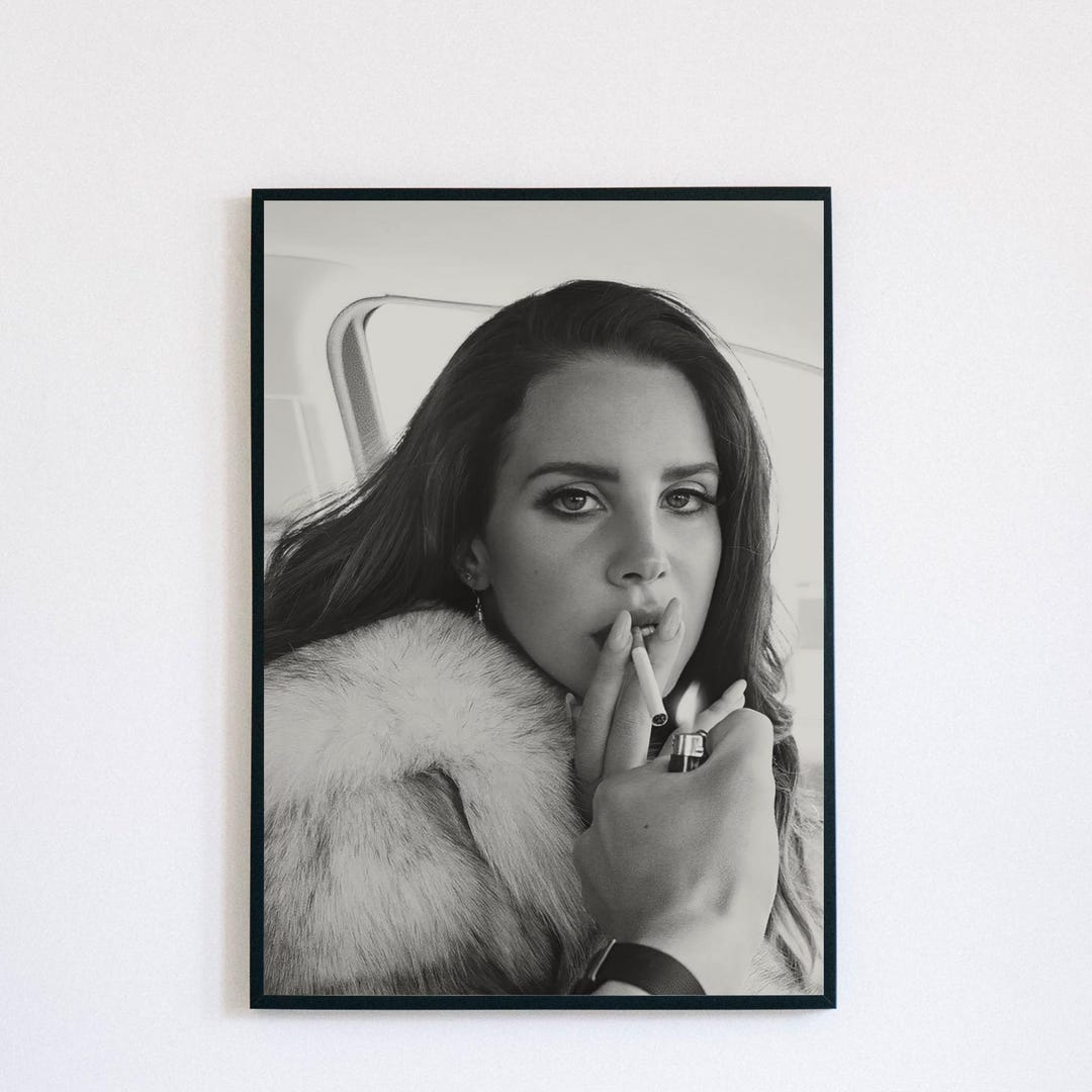 Lana Del Rey Poster Elegant Black and White Art Inspired by Retro Aesthetic Lana Del Rey ...