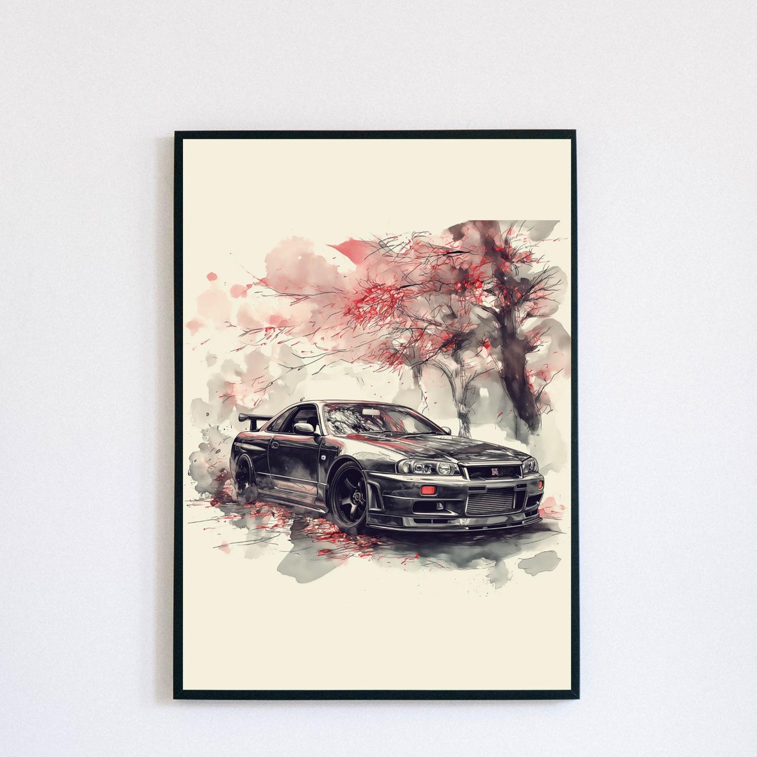 Nissan Skyline GT-R R34 Poster Artistic Wall Picture of the Iconic ...