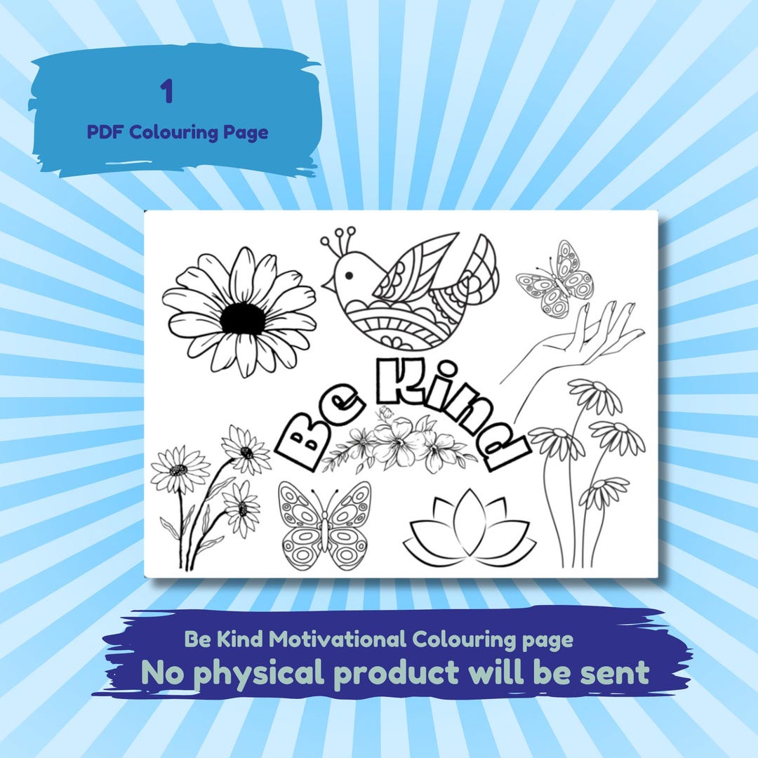 Be Kind Colouring Page: Motivational Art (PDF Pattern) - Etsy