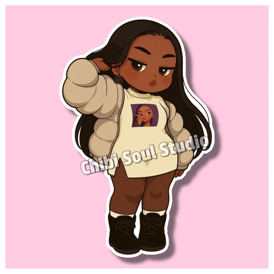 Kawaii Cute Chibi Girl Digital Sticker – Afro Puffs Character Clipart ...