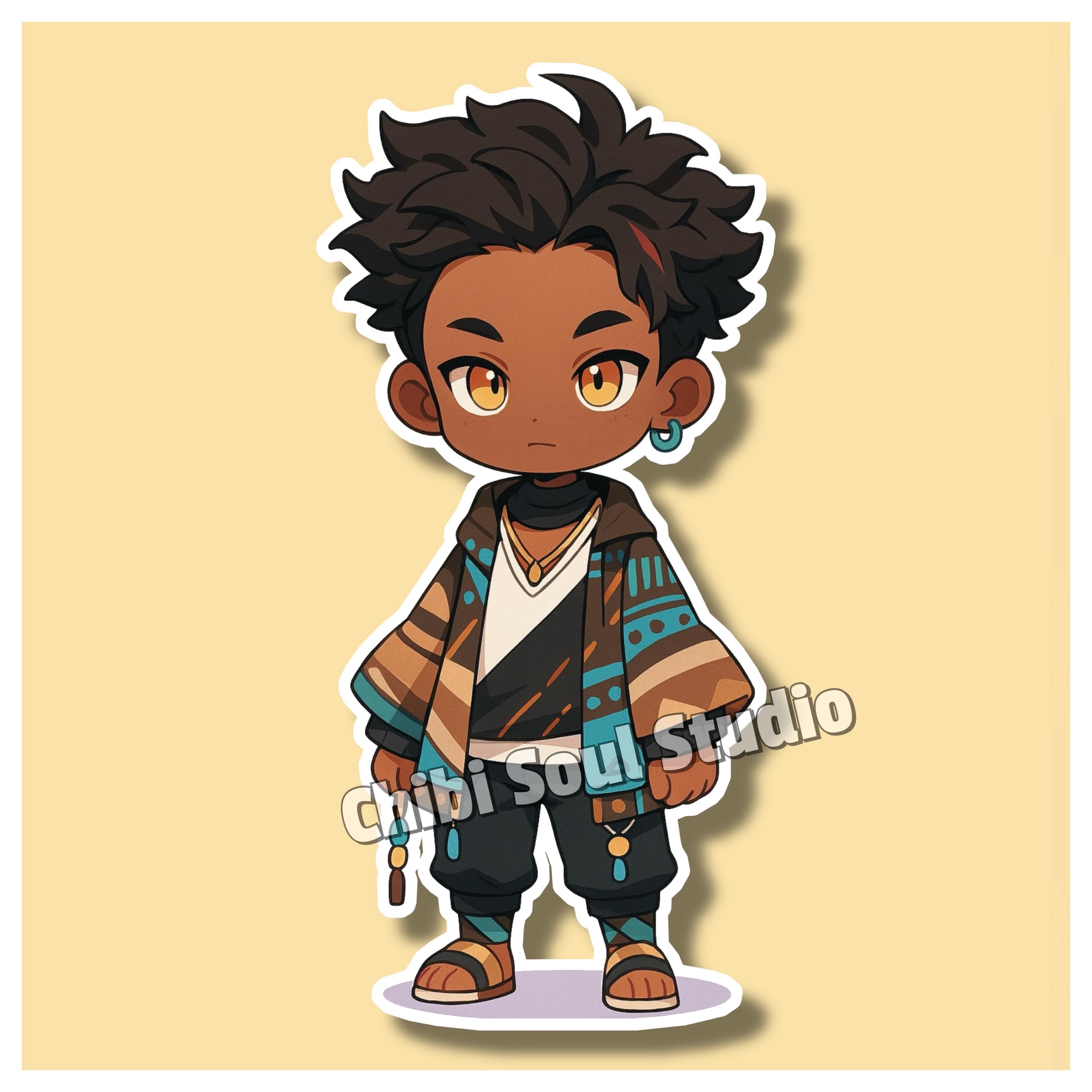 Kawaii Cute Chibi Girl Digital Sticker – Afro Puffs Character Clipart ...