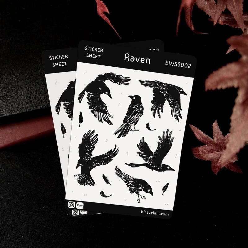 Crow Gothic Stickers - Etsy UK