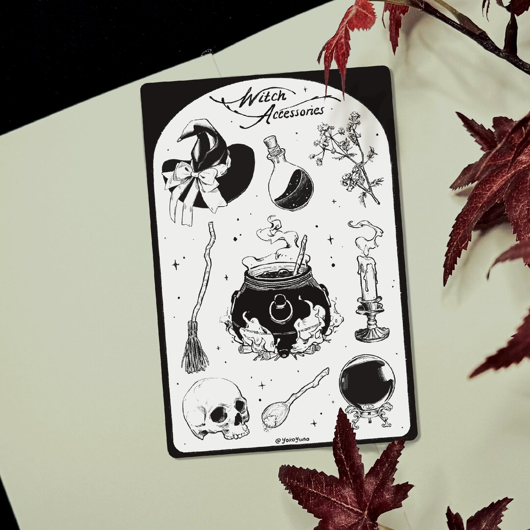 Witch Sticker Sheet Vinyl Sticker Waterproof Sticker Dark Fantasy ...