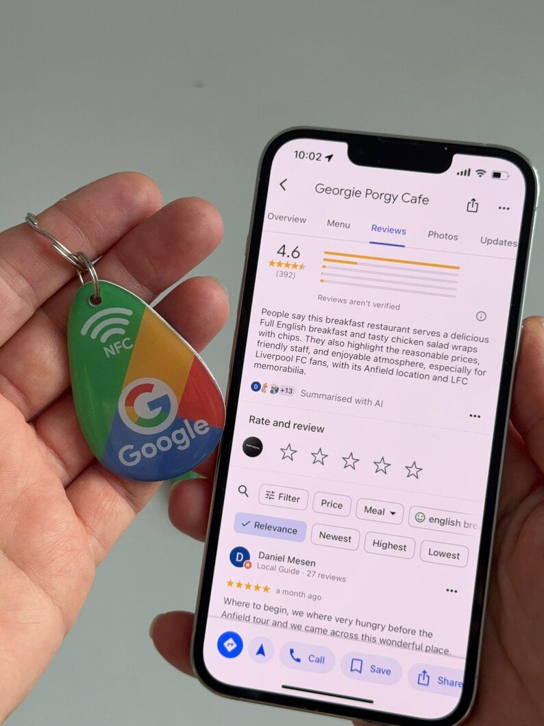 NFC Google Review Keyring.easy Fast Way to Increase Google Businesses Review. Google Review Card ...