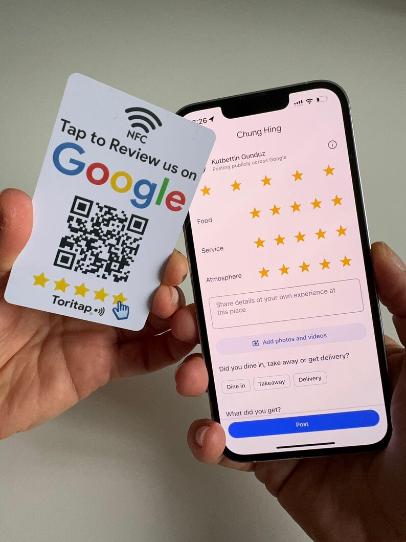 NFC Google Review Card With QR . Double Side PVC Card. Helps Increase ...