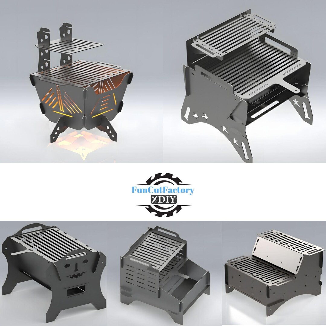 5 Sets Instantly Dxf File,fire Pit BBQ, Barbecue File, Dxf Files for ...