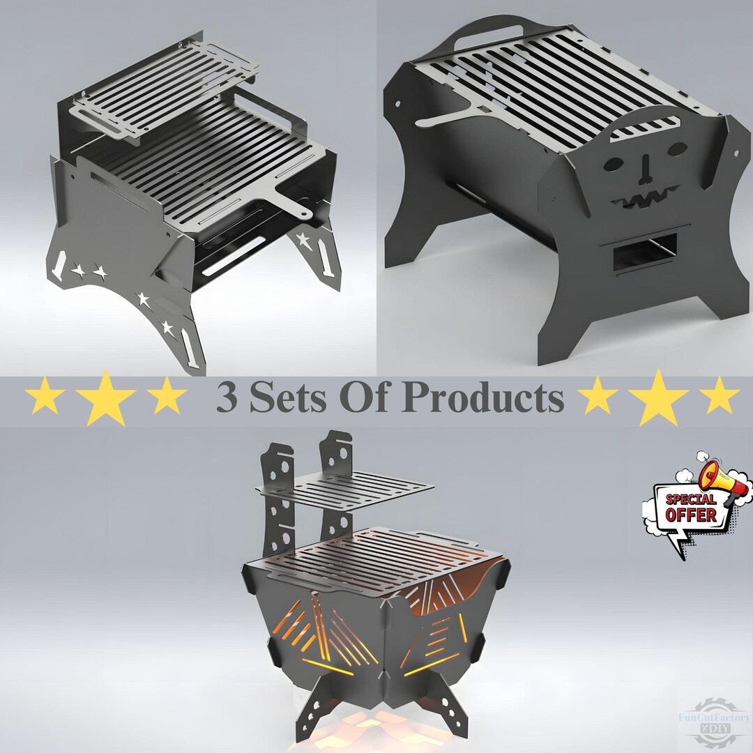 3 Sets Instantly Dxf File,fire Pit BBQ, Barbecue File, Dxf Files for ...