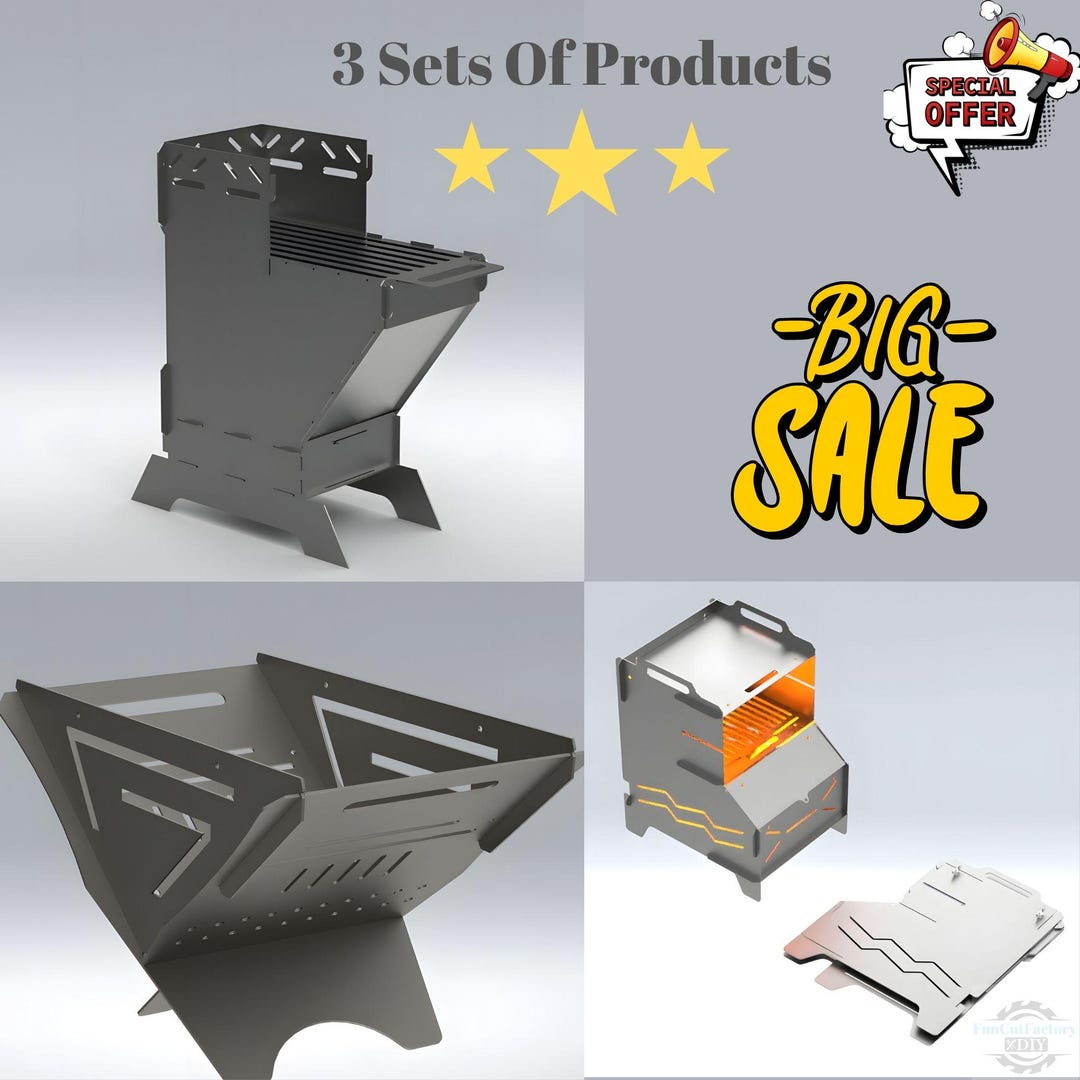 3 Sets Instantly Dxf File,fire Pit BBQ, Barbecue File, Dxf Files for ...