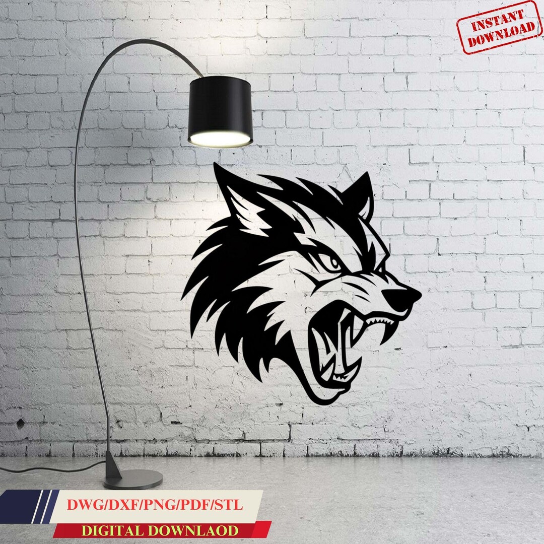 Metal Wolf Themed Wall Art Decor Dxf Cut File for Laser Cutting, Plasma ...