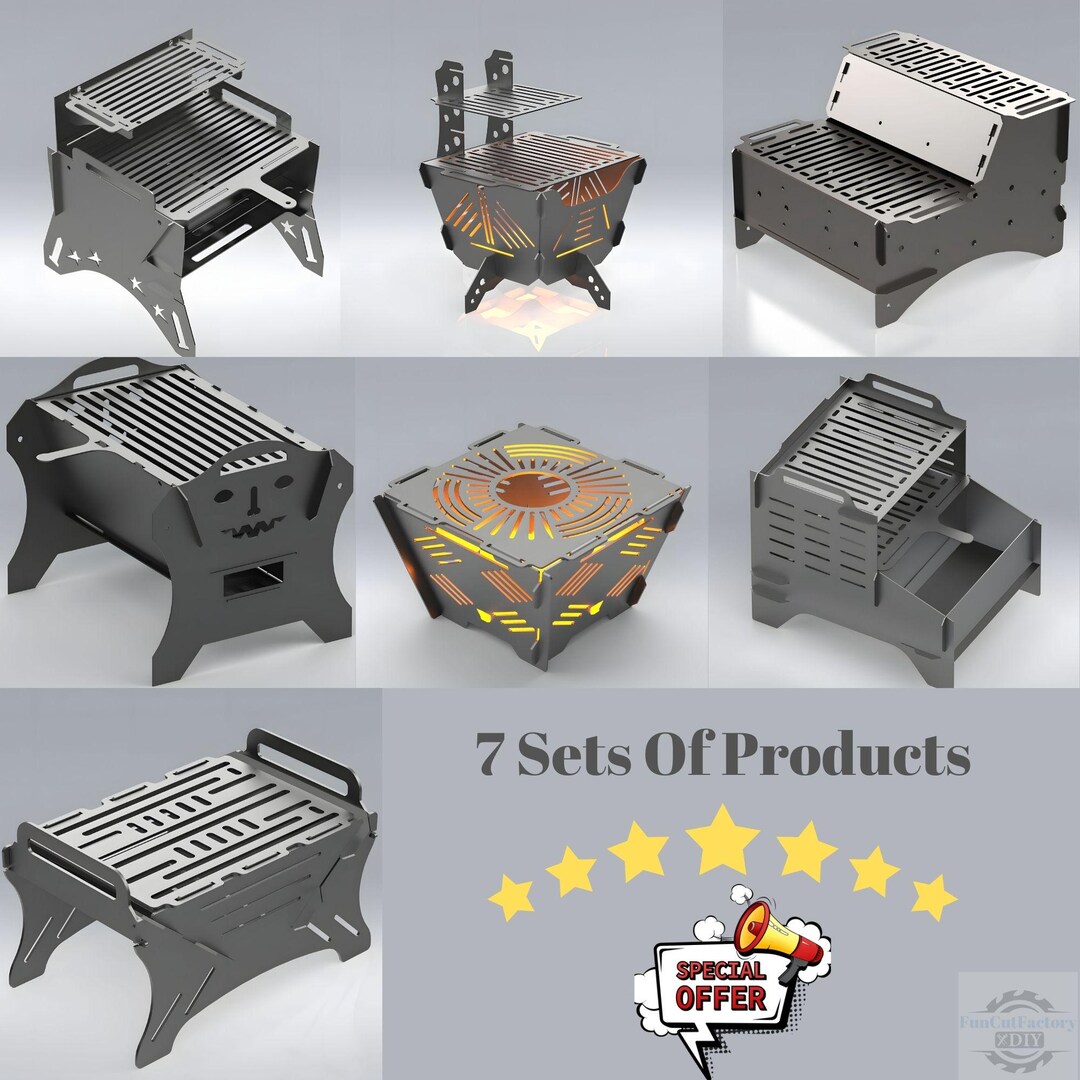7 Sets Instantly Dxf File,sheet Metal Dxf BBQ, Barbecue File, Dxf Files ...
