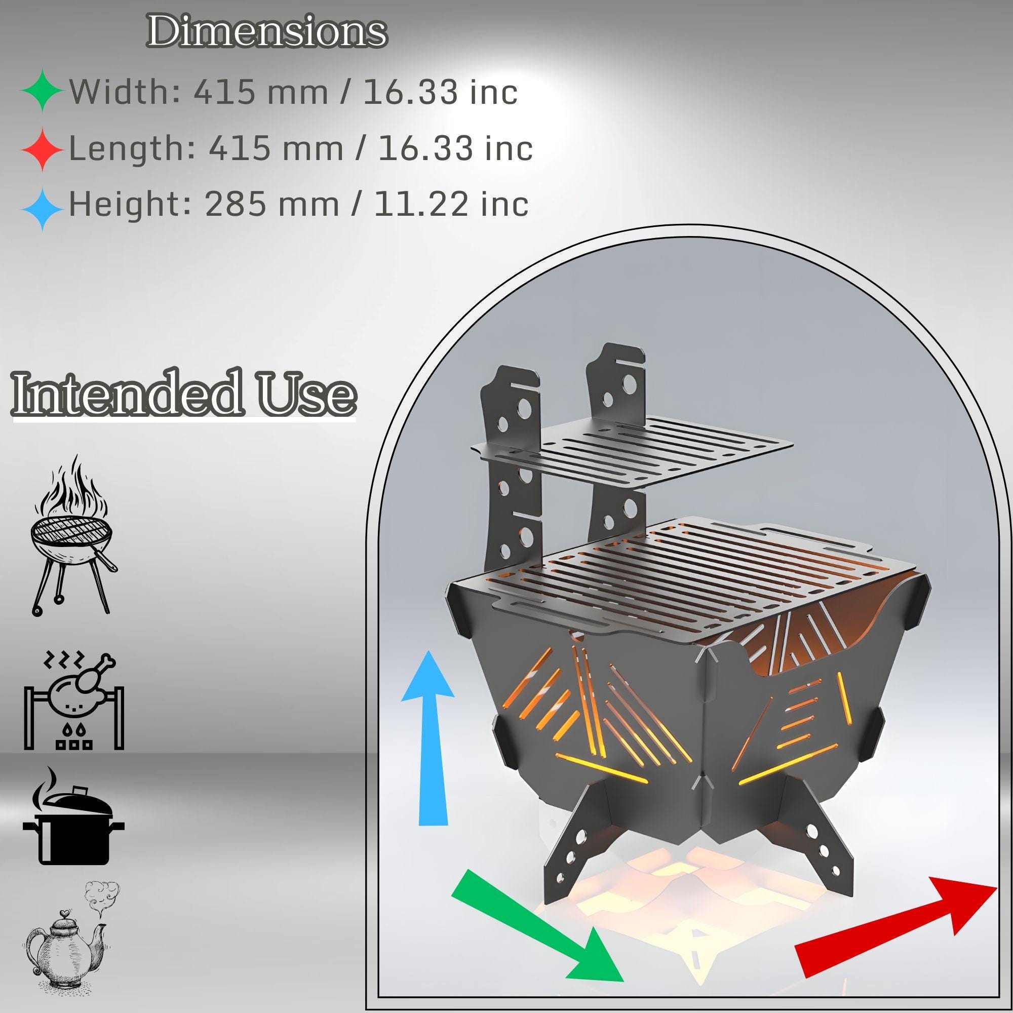 Collapsible BBQ Fire Pit DXF Design: CNC Laser Cut Files (digital ...