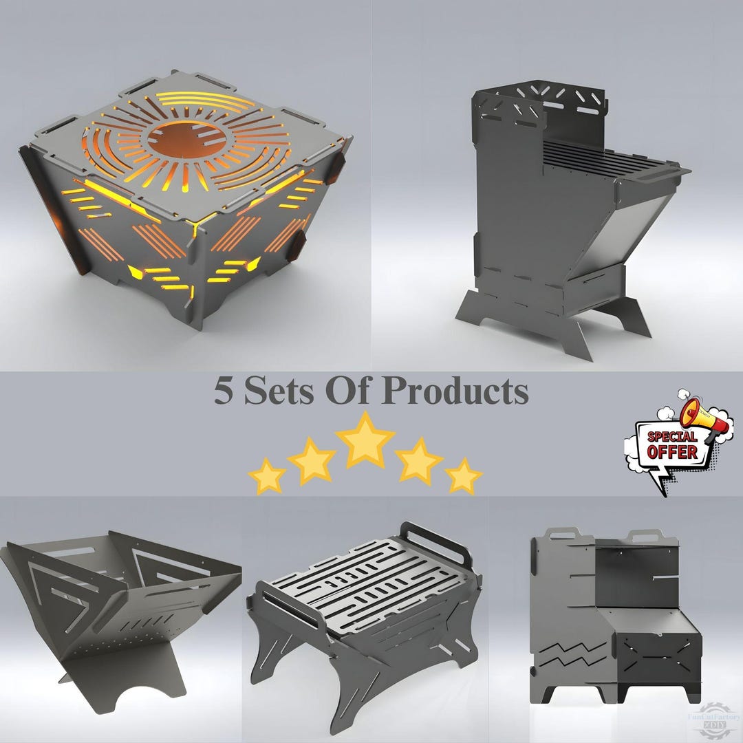 5 Sets Instantly Dxf File,fire Pit BBQ, Barbecue File, Dxf Files for ...