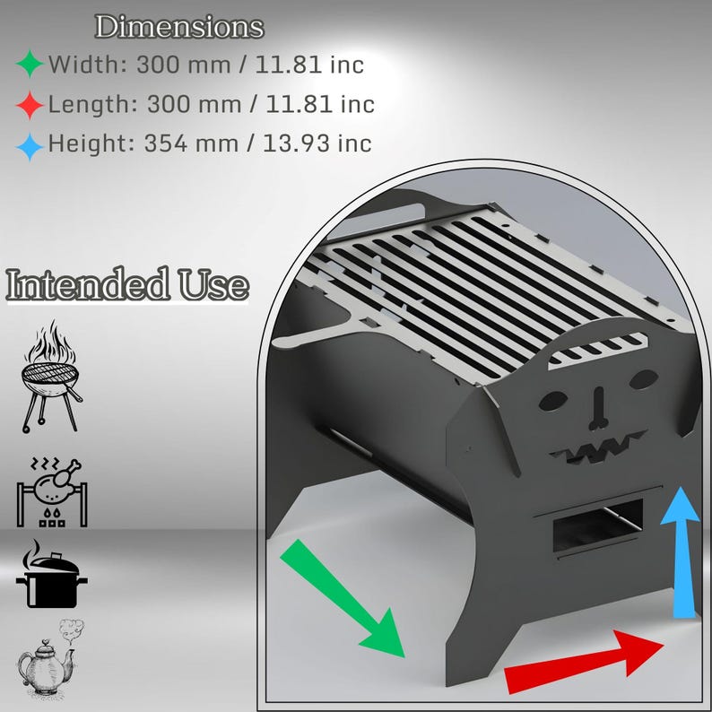 Outdoor Skull Bbq Fire Pit | Cnc Cut Grill | DXF DWG PDF Files ...