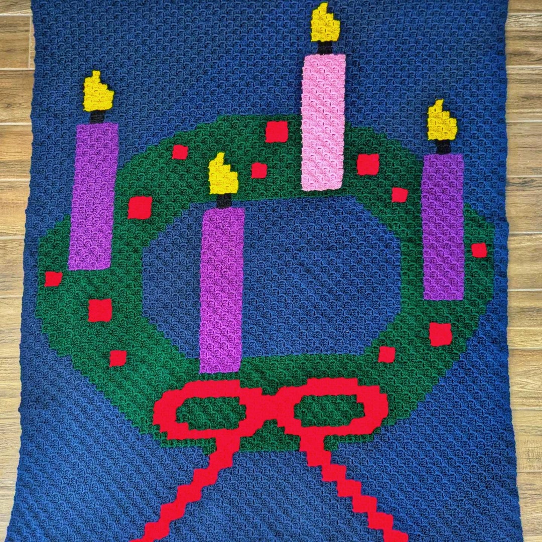 Advent Throw PDF Digital Download, Christmas, Candles, Wreath, Corner 2 ...