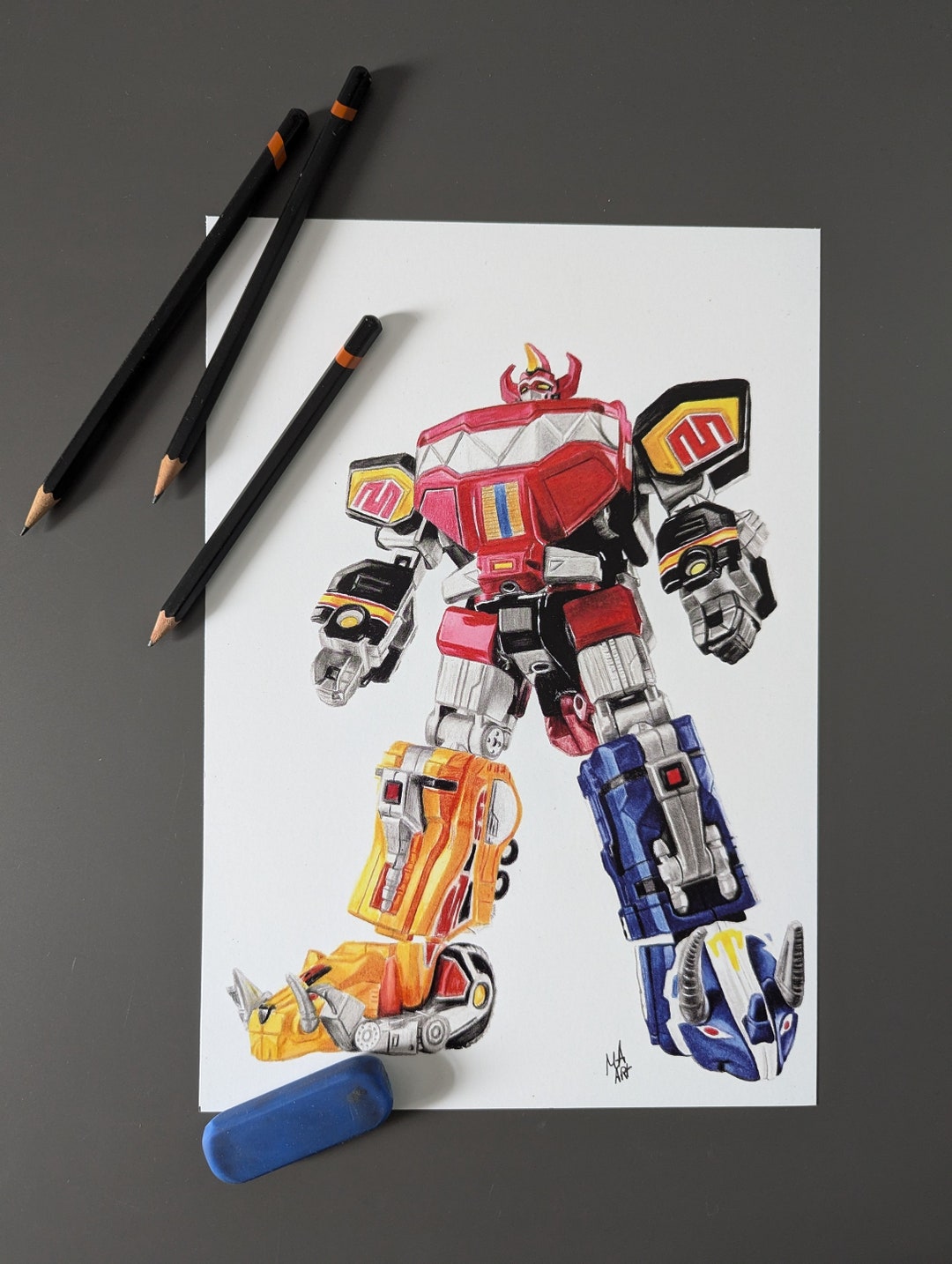 A4 Megazord Artwork Print From the Power Rangers, Scanned From the ...