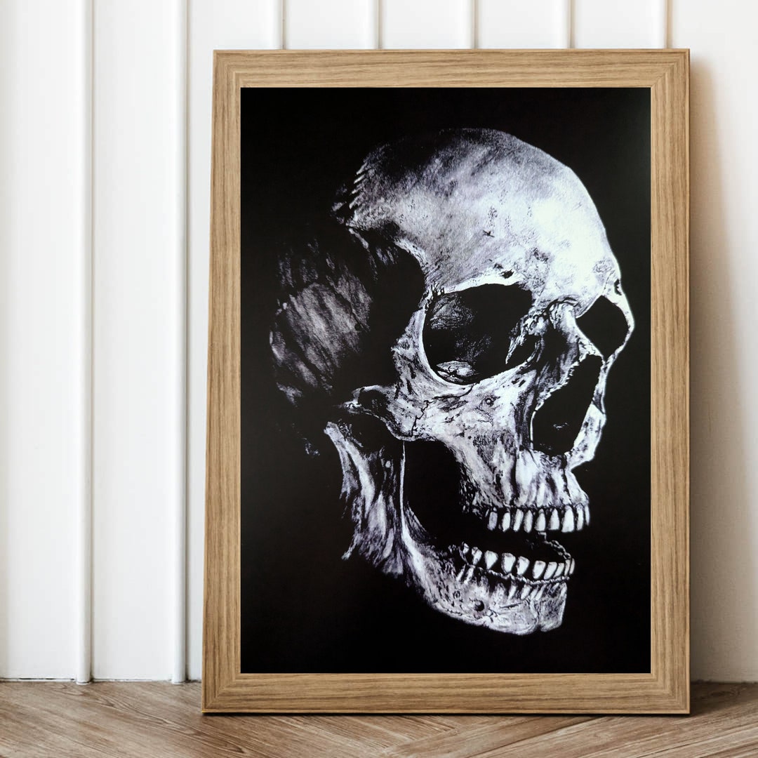 A4 Horror Gothic Skull Art Print, From the Original Realistic Drawing ...