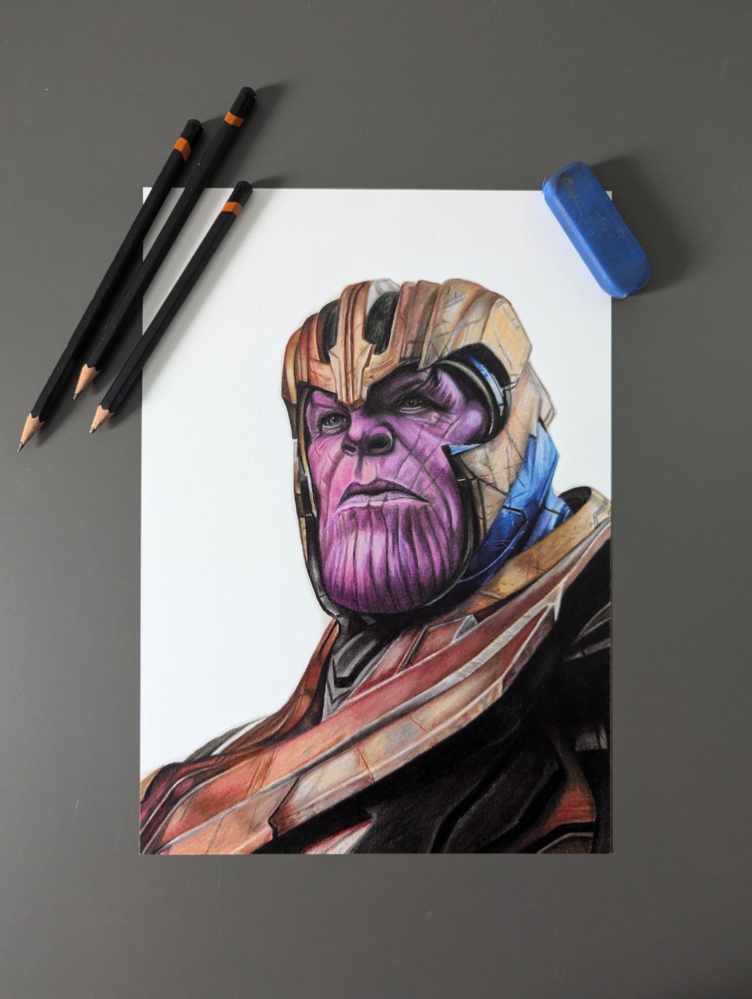 A4 Thanos Fan Art Marvel Print, From the Original Realistic Drawing ...