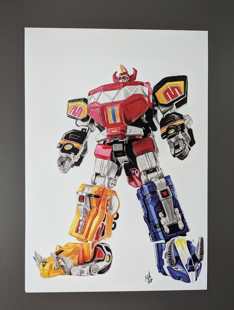A4 Megazord Artwork Print From the Power Rangers, Scanned From the ...
