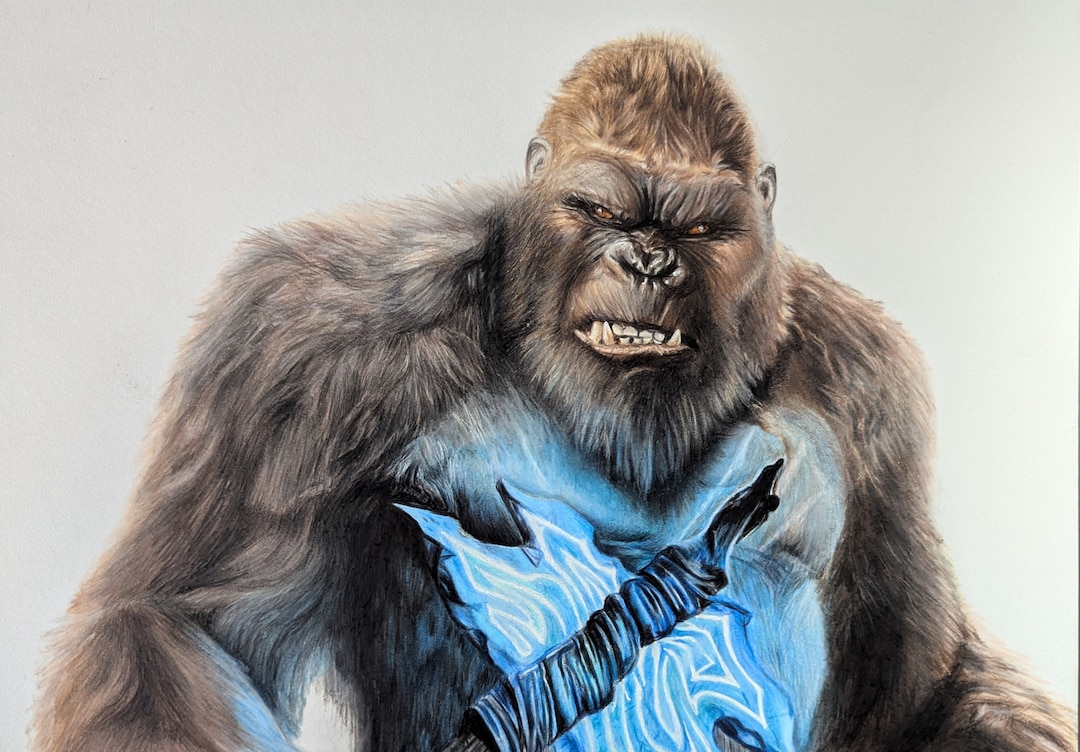 A4 Art Print, Realistic Drawing of King Kong, Fan Art, Wall Art, Art ...