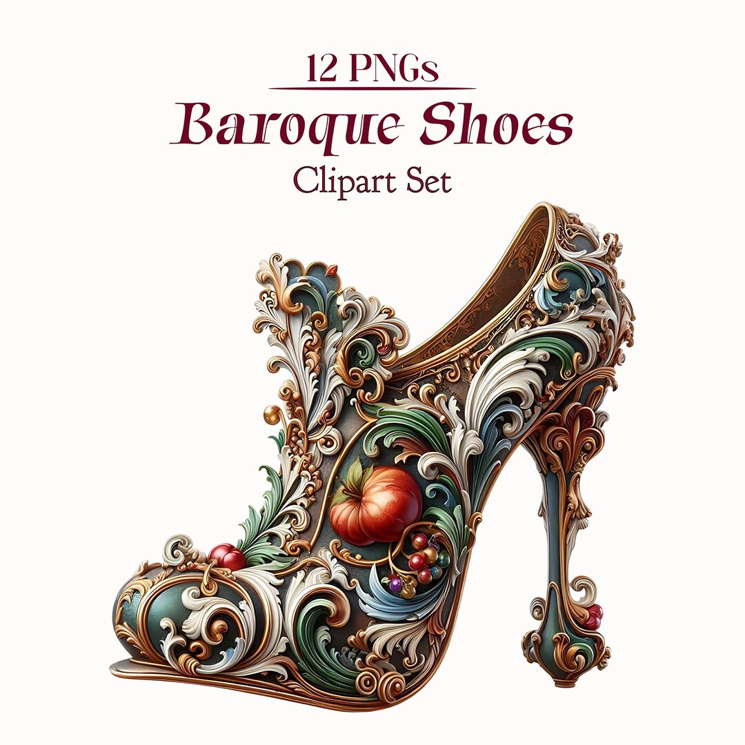Baroque Shoe Clipart | Retro Rococo Footwear | Vintage Fashion ...