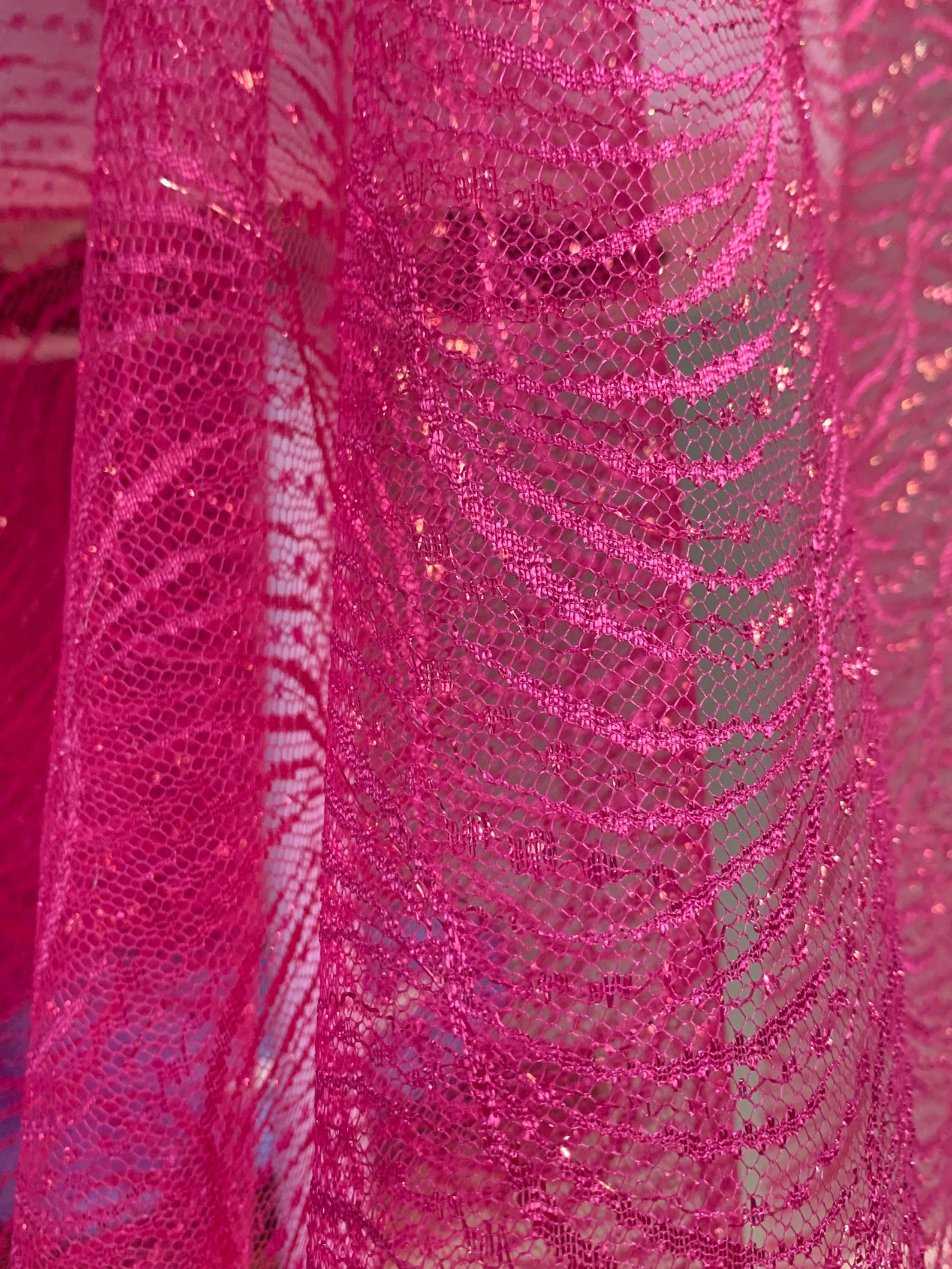 60 Wide Netting Fabric Fuchsia Dark Pink Sparkly Embellishment Soft ...