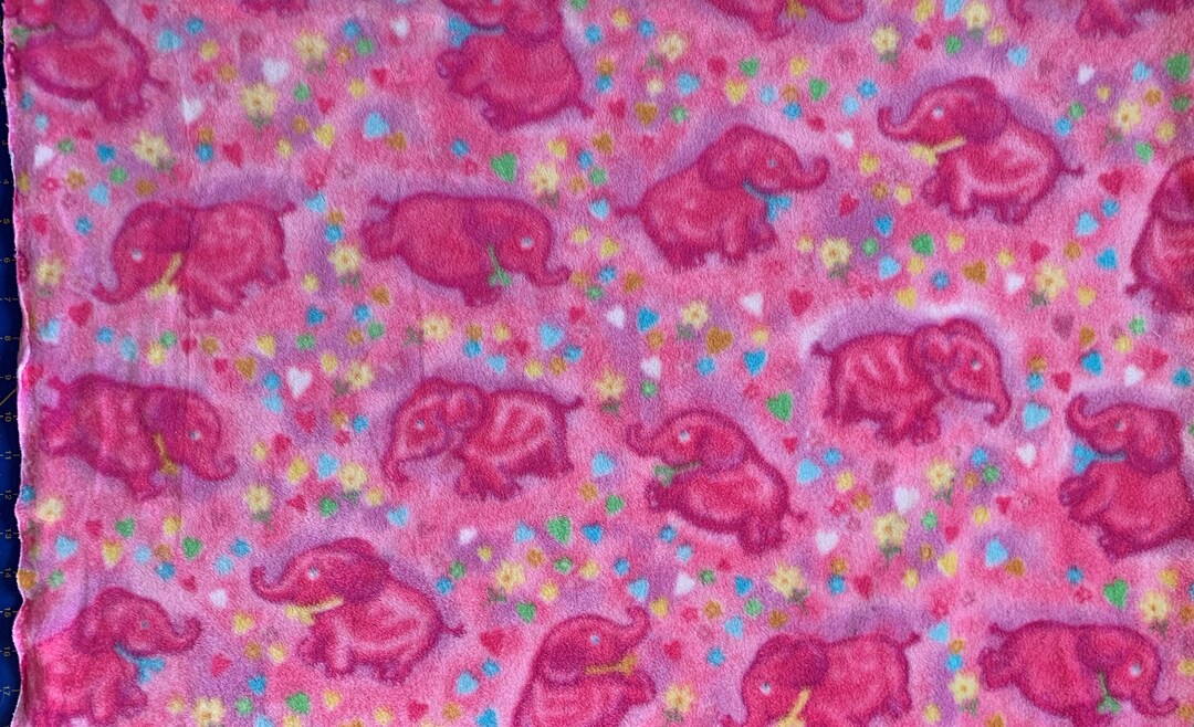60" Wide Juvenile Fleece Fabric Pink Elephants (sold BTY) Multi-colored ...