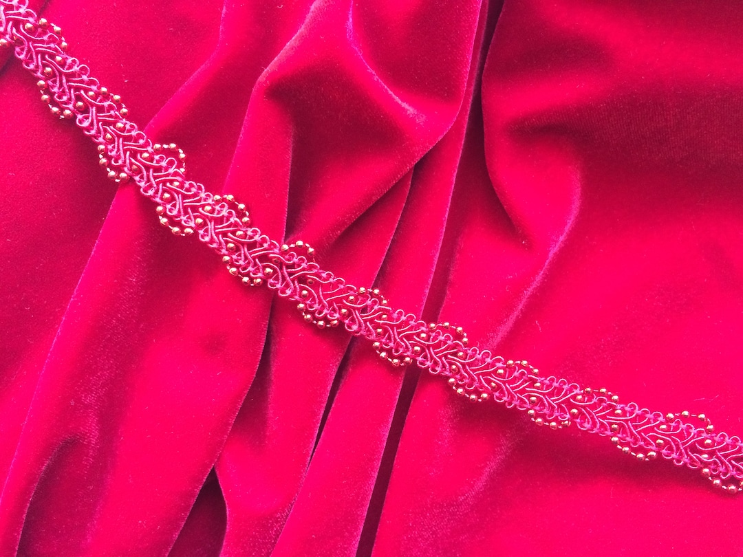 1/2" Wide Sparkly, Red Beaded, Gimp Trim Lovely Christmas Red (sold BTY ...