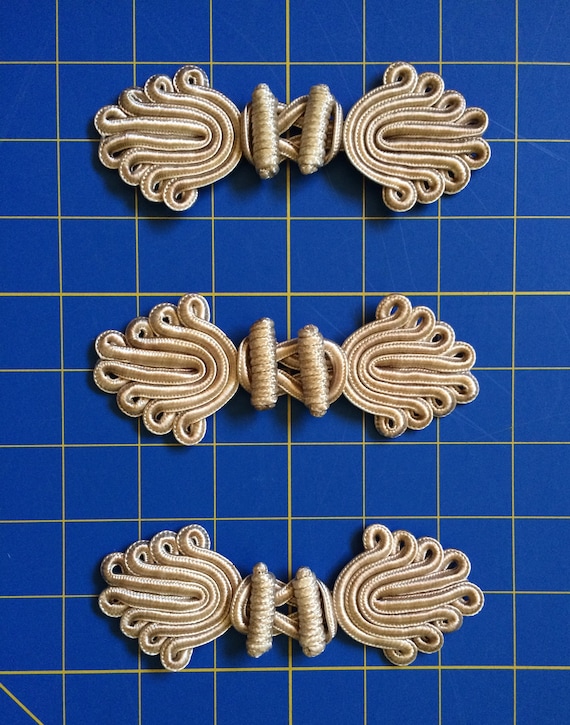 1 Pkg of 3 Large Pale Gold Frog Closures 5 Long X - Etsy